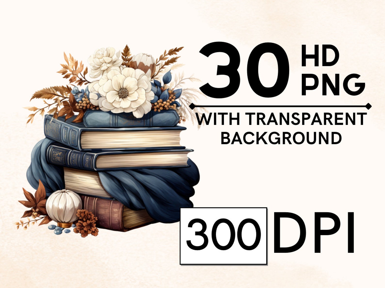 30 Watercolor Winter Bookstack Clipart, Cozy Library PNG Bundle, JPG ...