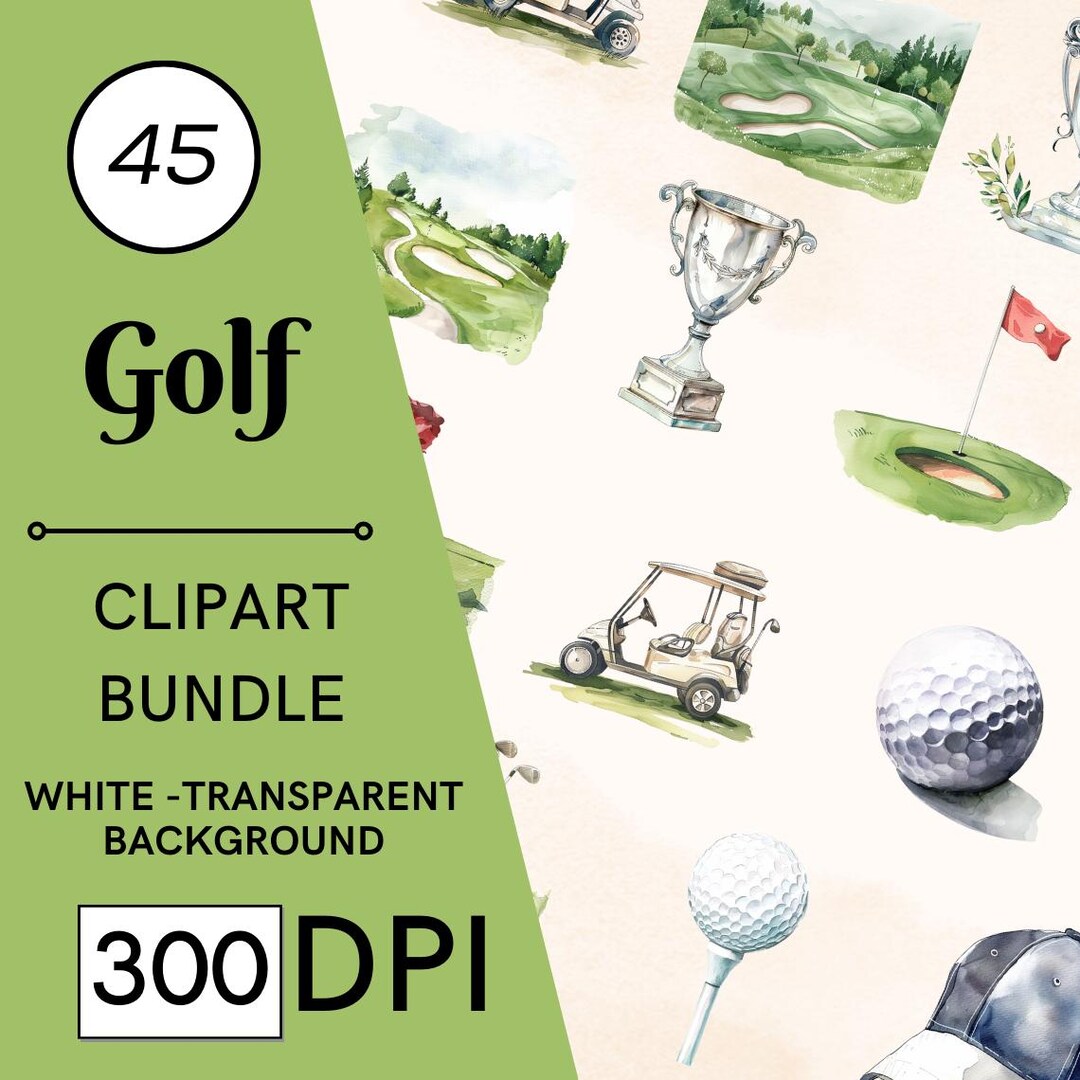 45 Golf Watercolor Clipart, Sports PNG Bundle, Nursery Decor ...