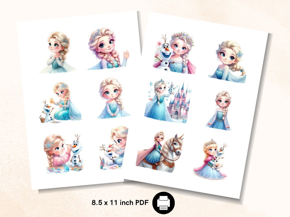 35 Baby Princess Elsa Clipart, PNG, Full Commercial Use, Watercolor ...
