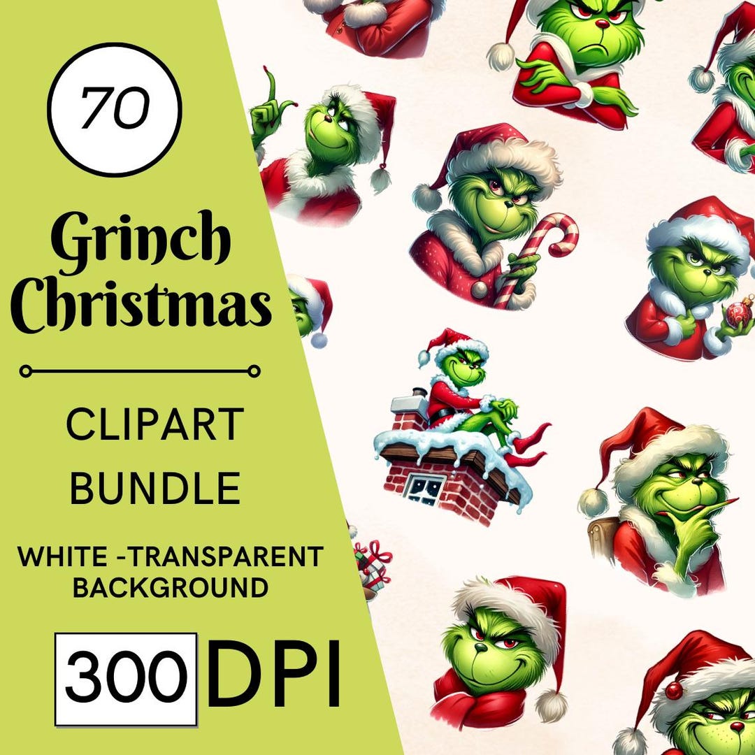 70 Christmas Grinch Clipart - 300 DPI, High-resolution, Transparent ...