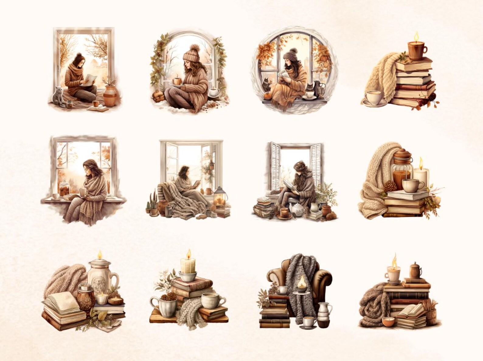 30 Watercolor Bookworm Clipart Bundle, Cozy Library Art, Nursery Art ...