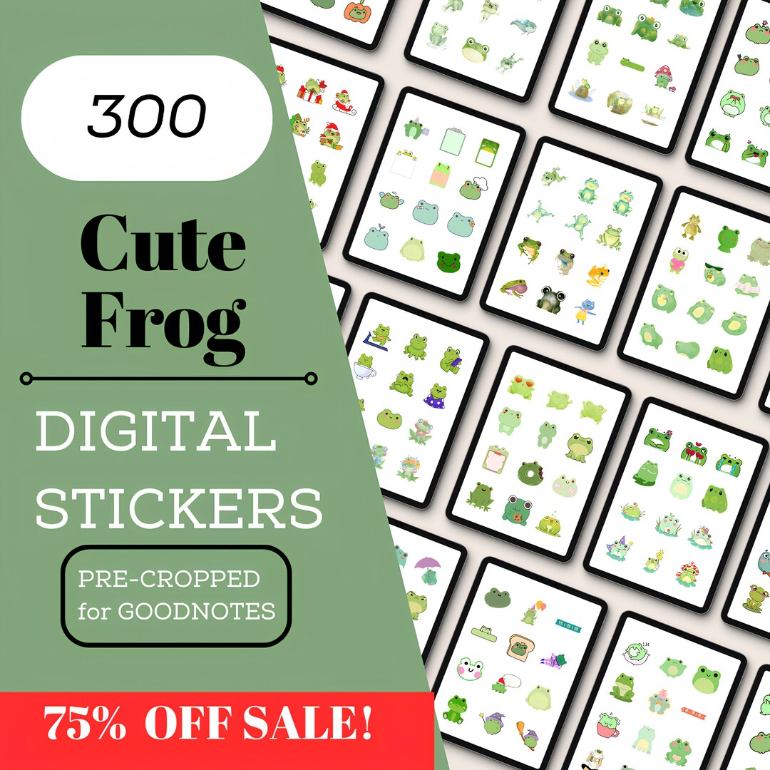300 Cute Frog Digital Sticker Book for Goodnotes, Froggie Goodnotes ...