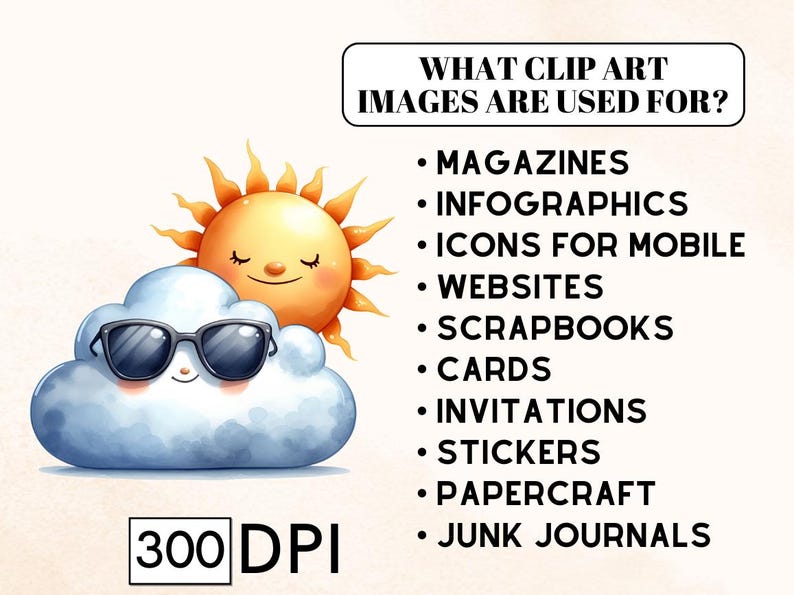 50 Watercolor Weather Clipart Set, Rainbow, Cloud, Sun, Nursery Art ...
