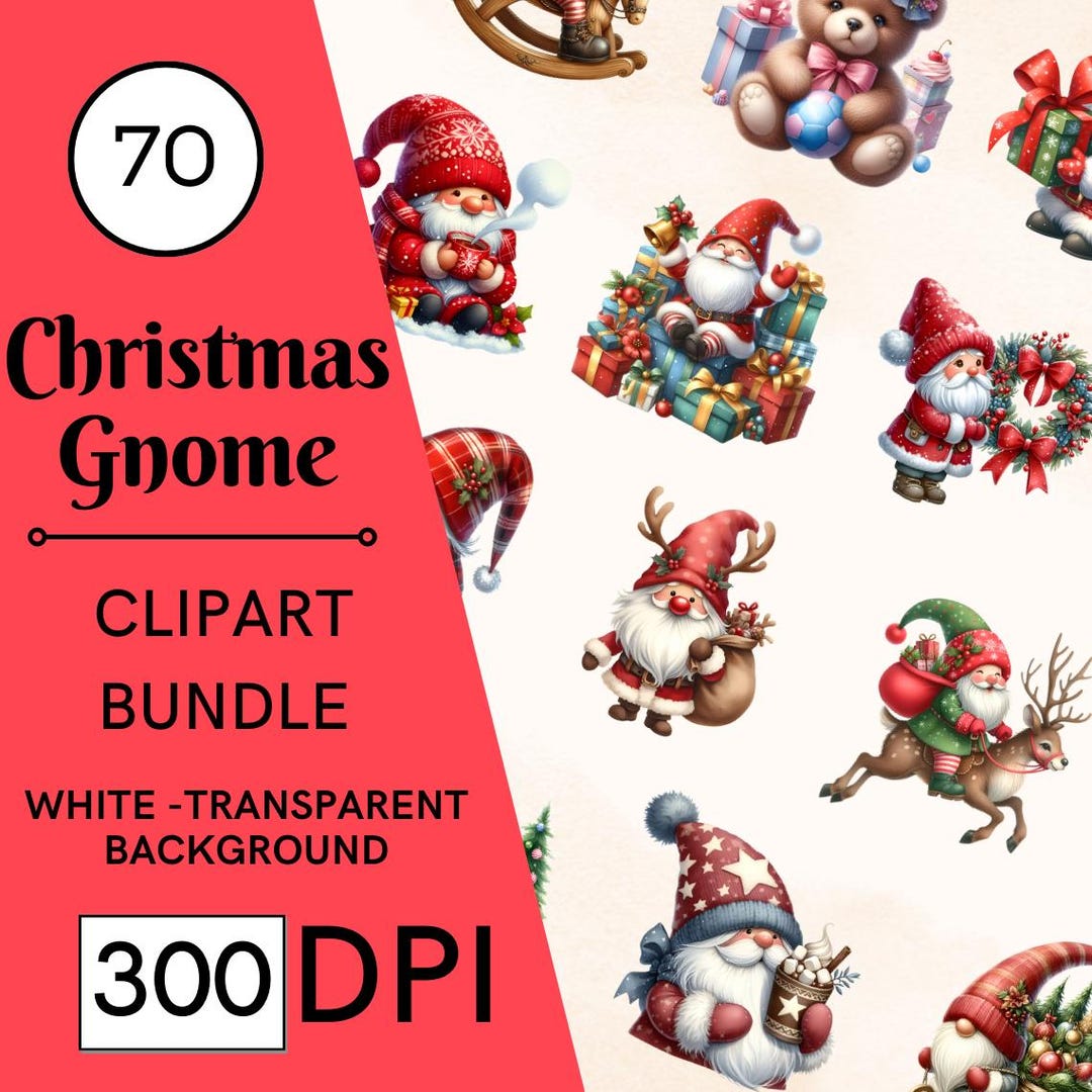 70 Watercolor Christmas Gnomes Clipart Set, PNG Images, Nursery Art ...