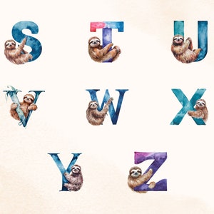 26 Sloth Png Sloth Clipart Sloth Alphabet Png Doodle Letters Animal ...