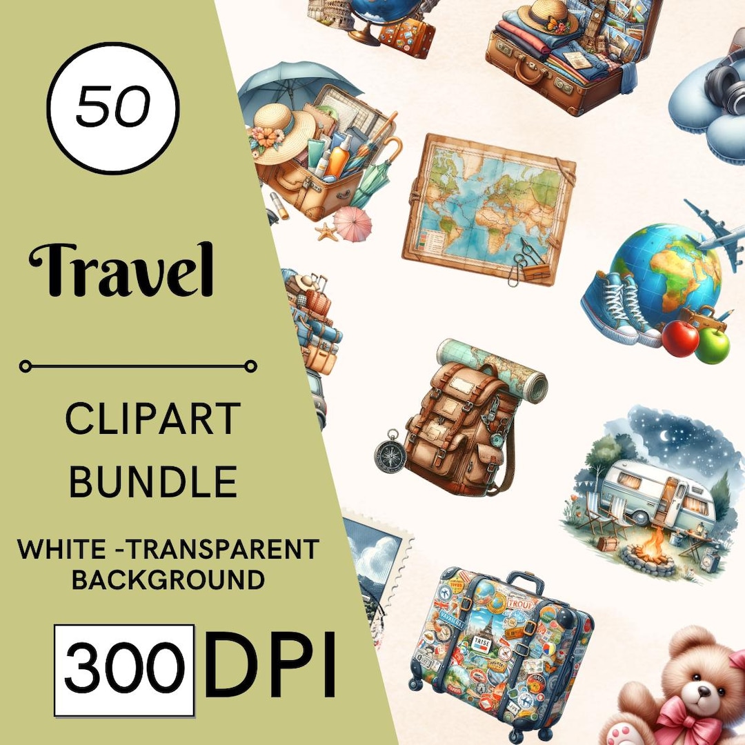 50 Travel Watercolor Clipart, Adventure Illustrations, Nursery Art ...