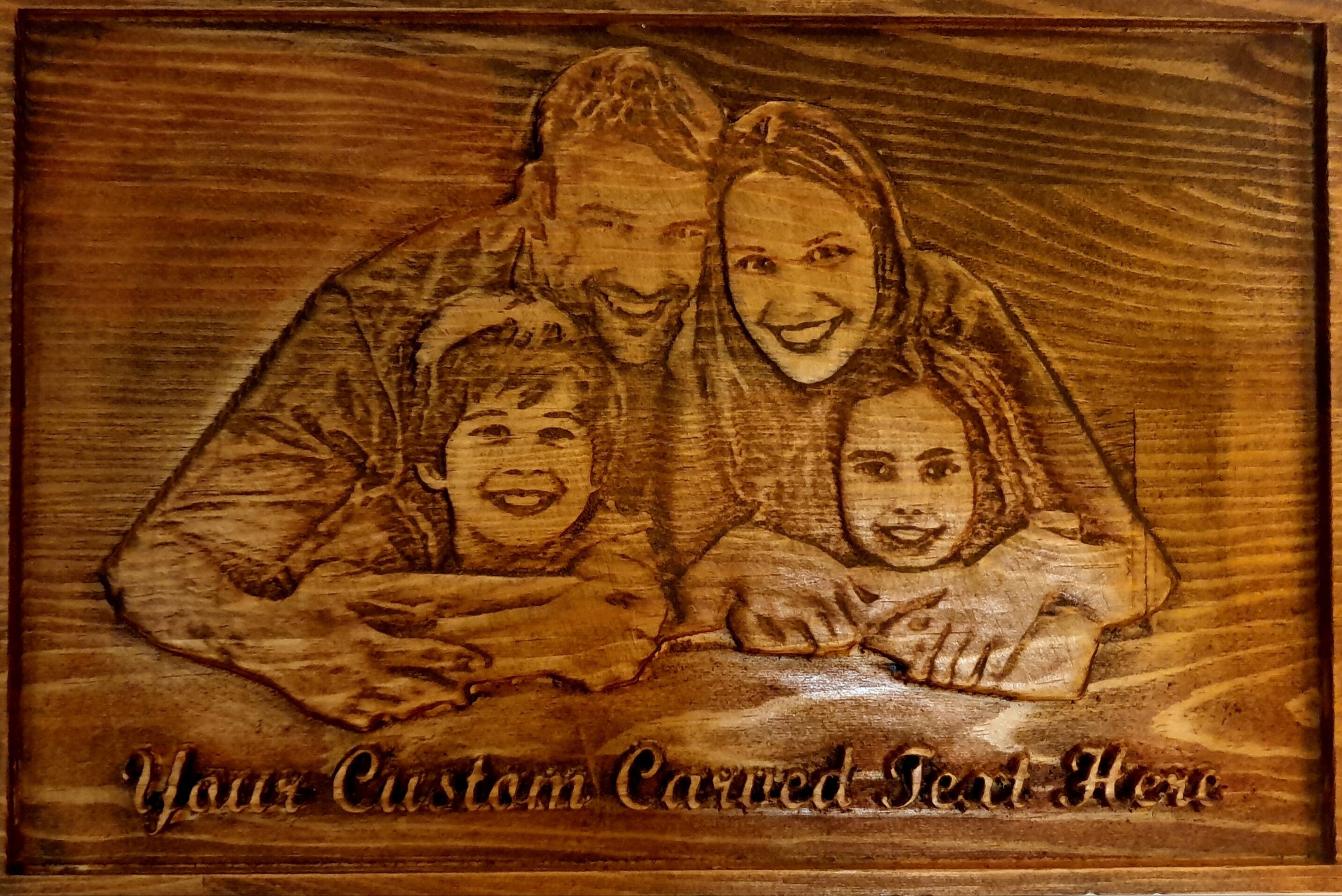 Customized Wood Carved Photo, Personalized Wooden Engraved Gift, 3D Portrait With 3D Custom Text ...