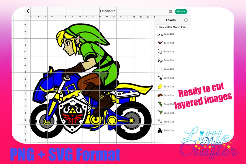 Link Legend of Zelda Mario Kart SVG and PGN Outline and Layered Colours ...