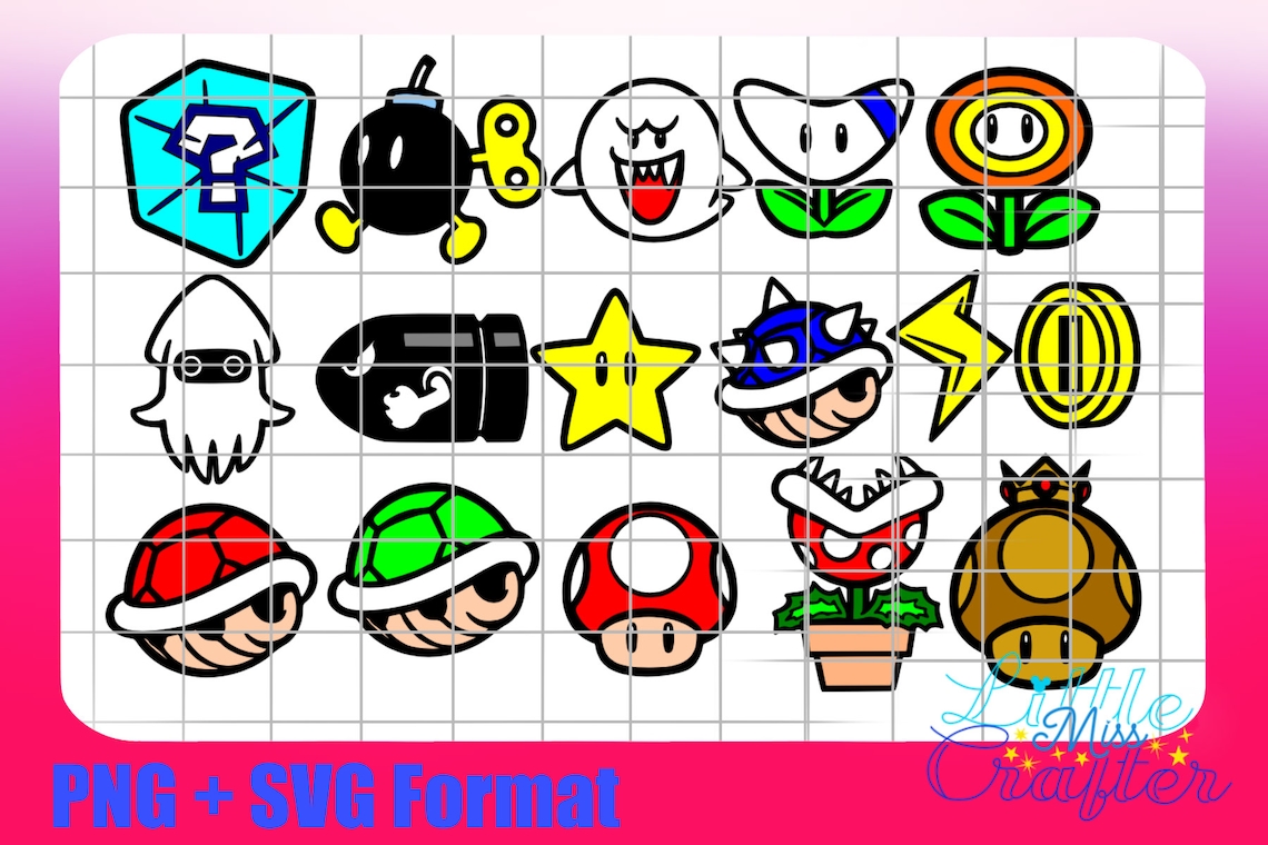 Mario Kart Item Emblem Bundle PNG and SVG Outlines and - Etsy
