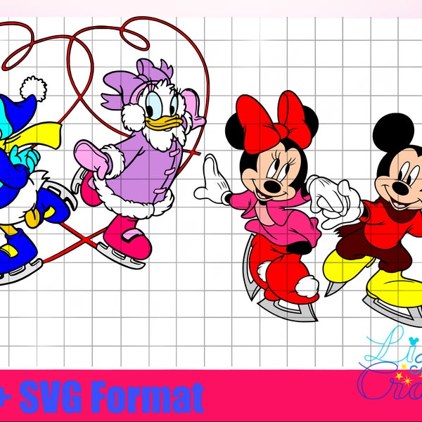 Mickey and Minnie Ice Skating - Etsy