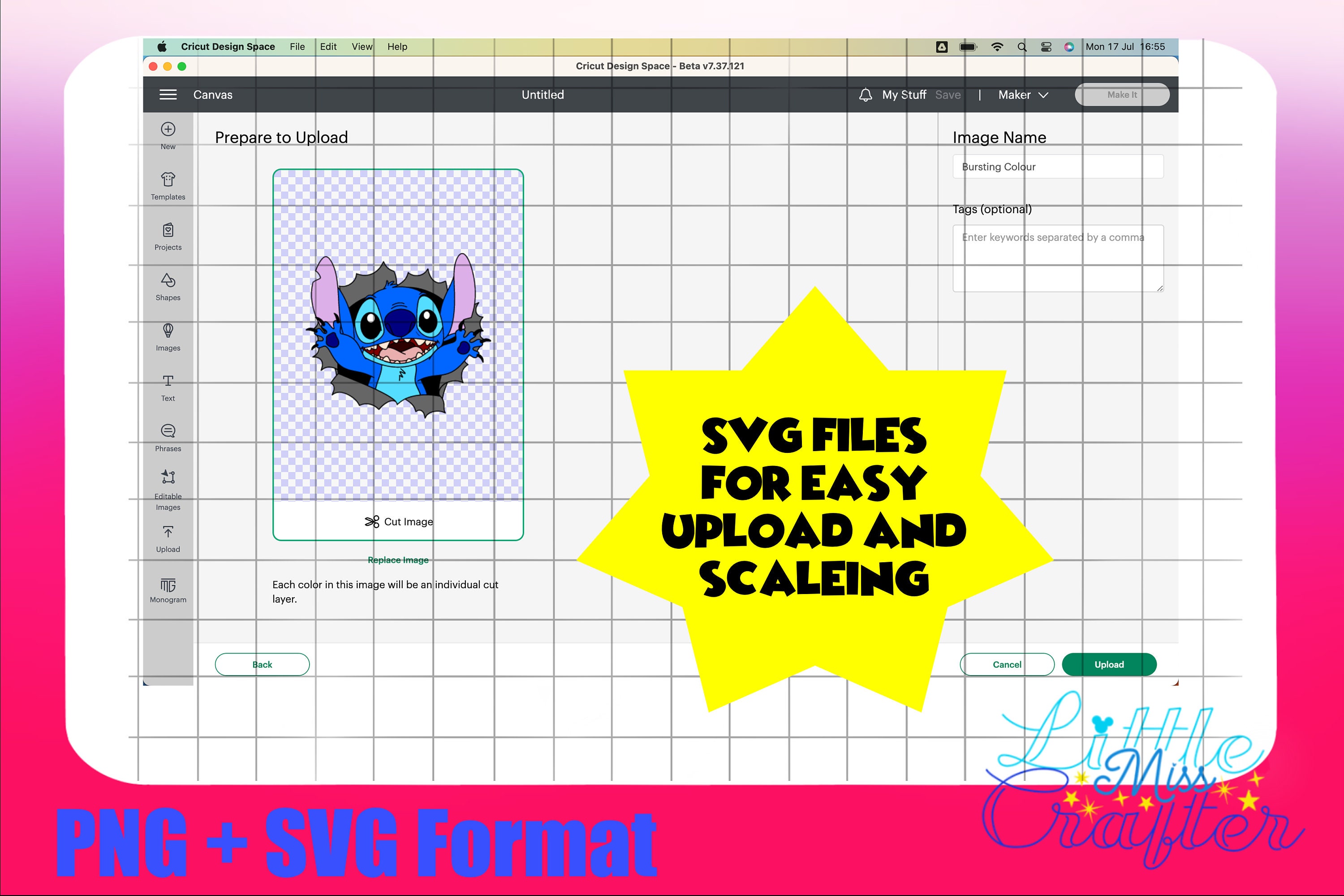 Stitch Bursting Out or Escaping PNG and SVG File in Both Colour and ...