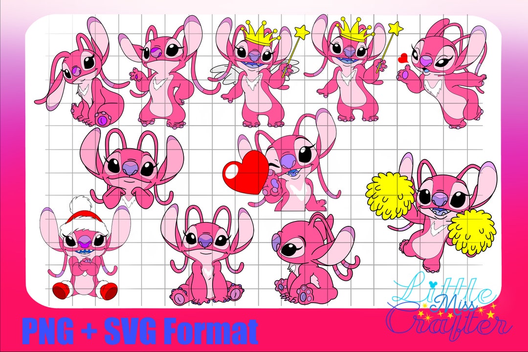 Angel Experiment 624 Lilo and Stitch SVG and PNG in Colour and Black and White Outline Including ...