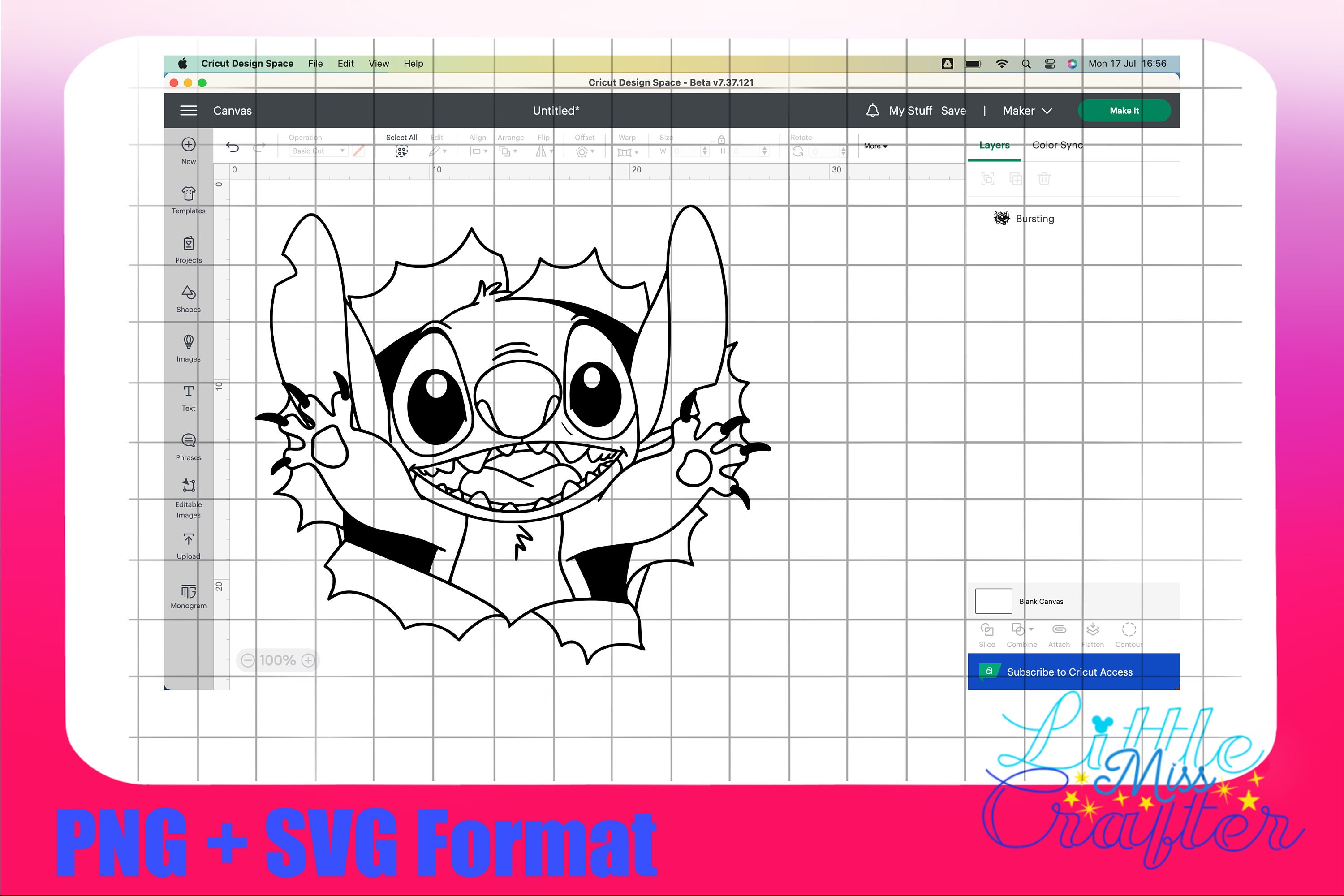 Stitch Bursting Out or Escaping PNG and SVG File in Both Colour and ...