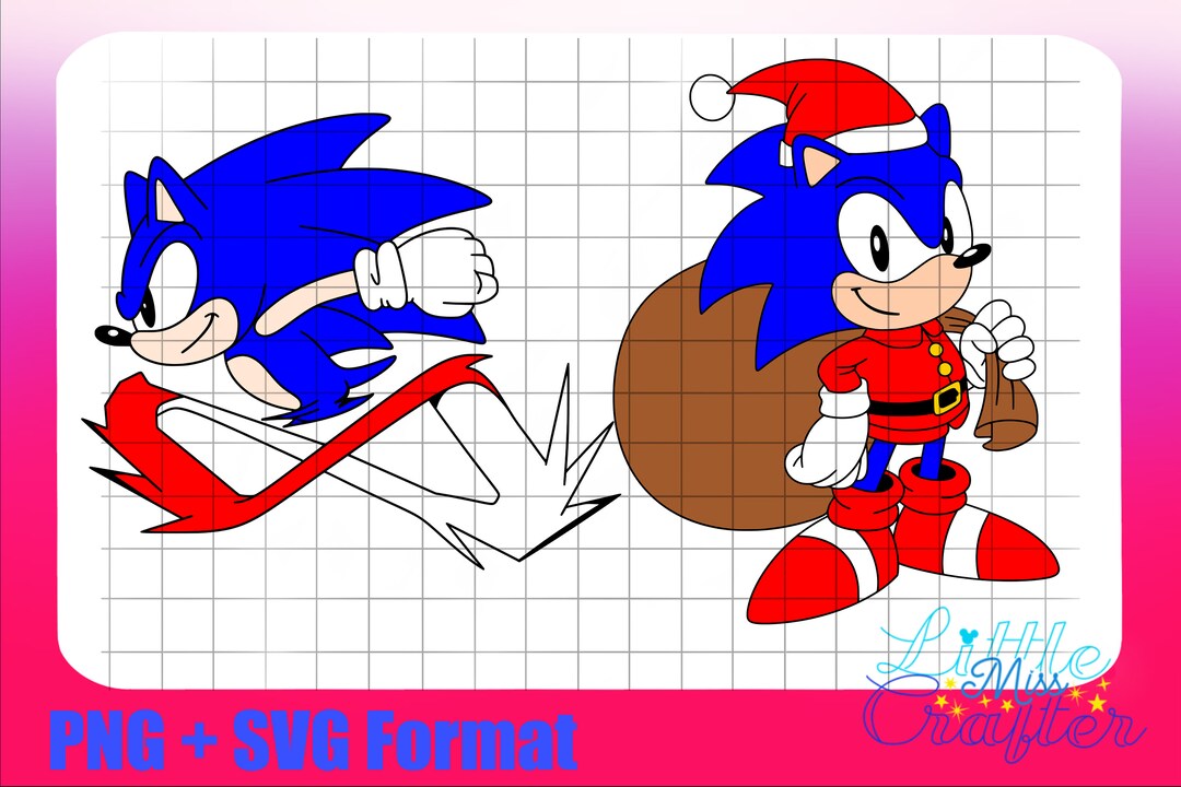 Sonic the Hedgehog Santa Christmas and Running SVG and PNG Digital ...