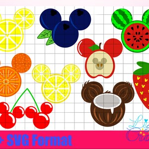 Mickey Mouse Head Fruit and Flowers Selection, Strawberry, Cherry ...