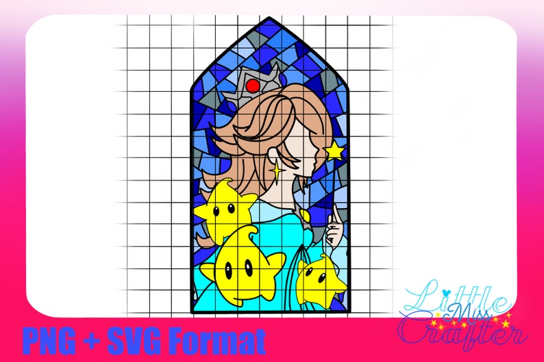Rosalina Stained Glass Luma Super Mario Galaxy SVG and PGN Outline and ...