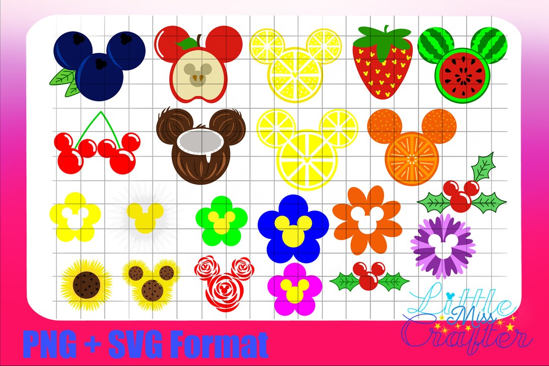 Mickey Mouse Head Fruit and Flowers Selection, Strawberry, Cherry ...