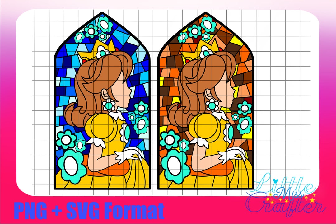 Princess Daisy Mario Stained Glass SVG and PNG Digital Files Great for ...