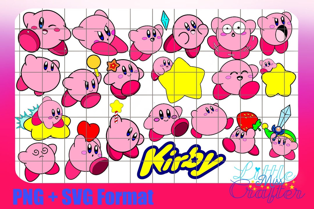 Bundle 2 Kirby Images and Logo 21 PNG and SVG Outline Black and White ...