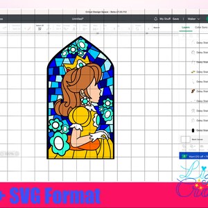 Princess Daisy Mario Stained Glass SVG and PNG Digital Files Great for ...