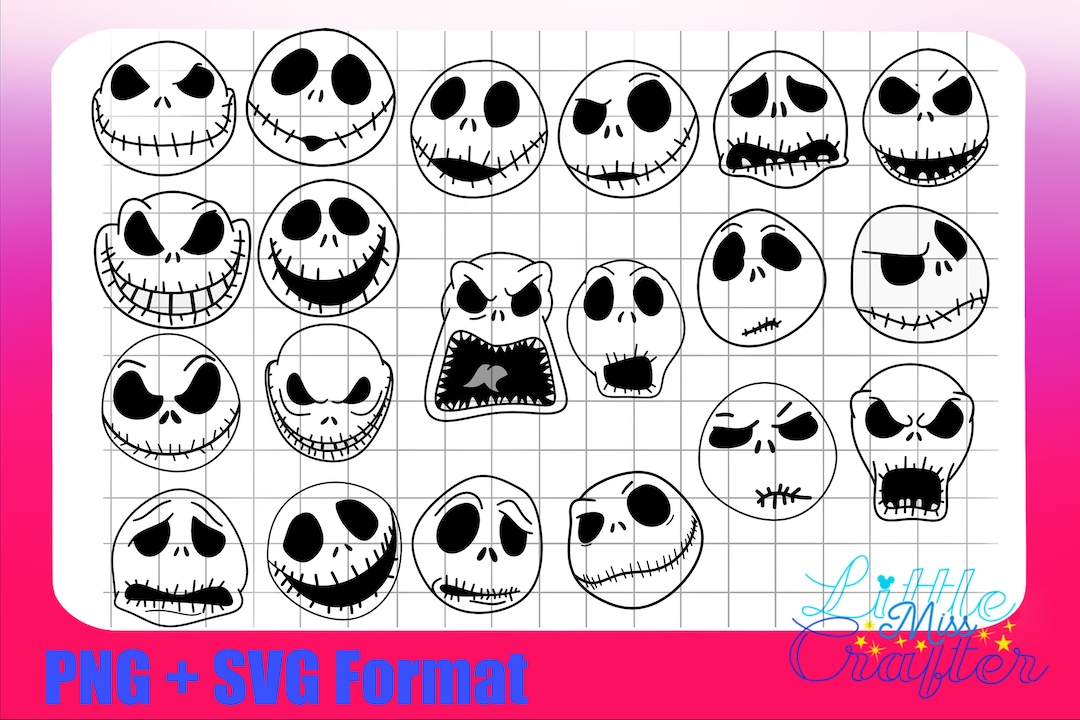 Jack Skellington Faces Nightmare Before Christmas Halloween SVG and PNG ...