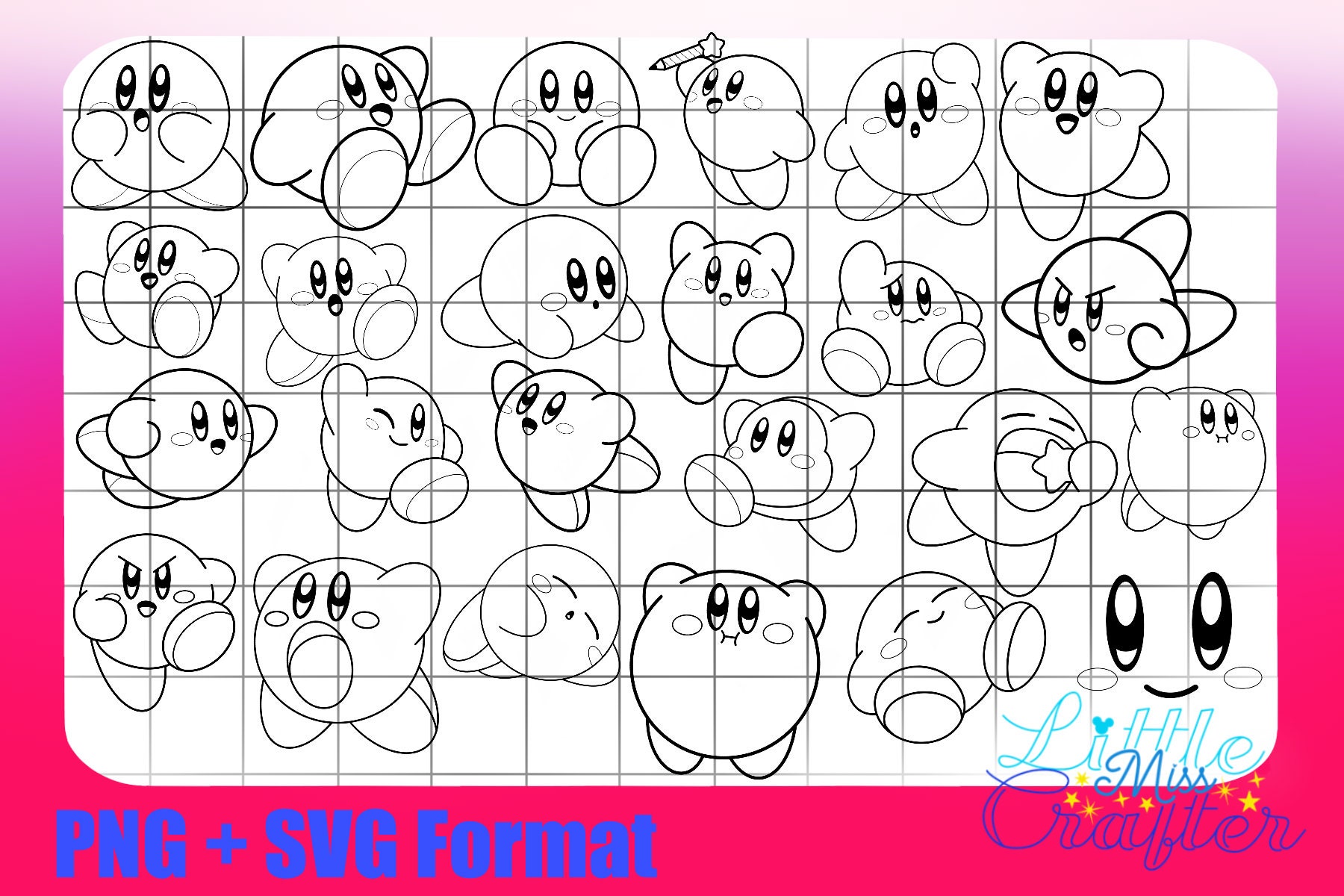 Bundle 1 Kirby Images and Stars 24 PNG and SVG Outline Black - Etsy
