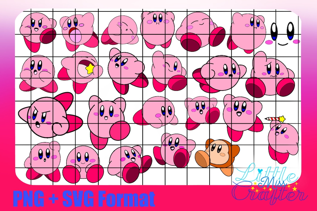 Bundle 1 Kirby Images and Stars 24 PNG and SVG Outline Black and White ...