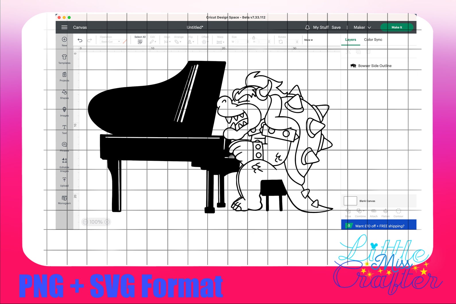 2 Bowser Piano SVG and PNG Digital Files 1 Peaches Font and 1 Bowser ...