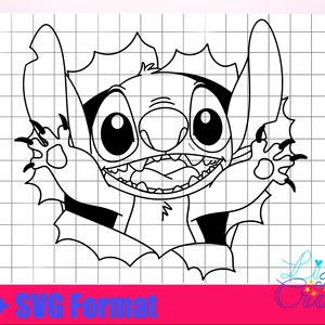 Stitch Bursting Out or Escaping PNG and SVG File in Both Colour and ...