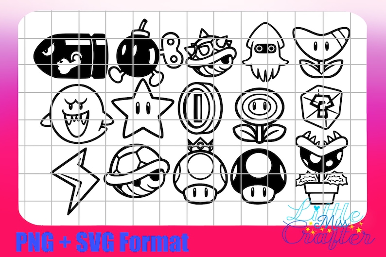 Mario Kart Item Emblem Bundle PNG and SVG Outlines and Coloured Layered ...