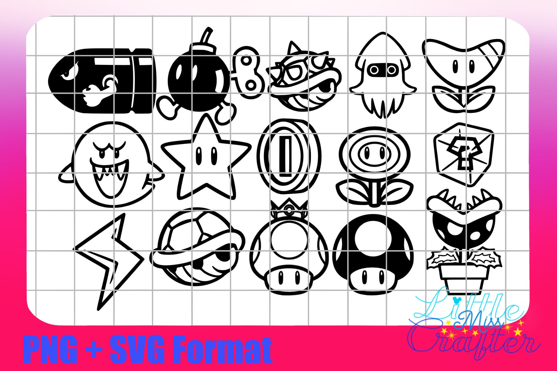 Mario Kart Item Emblem Bundle PNG and SVG Outlines and Coloured Layered ...