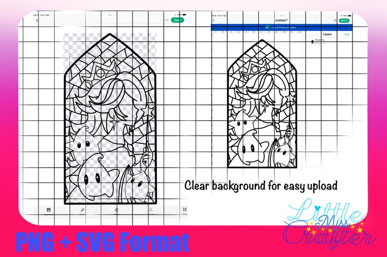 Rosalina Stained Glass Luma Super Mario Galaxy SVG and PGN Outline and ...