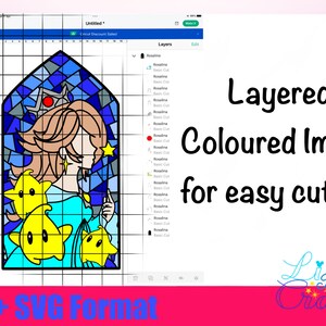 Rosalina Stained Glass Luma Super Mario Galaxy SVG and PGN Outline and ...