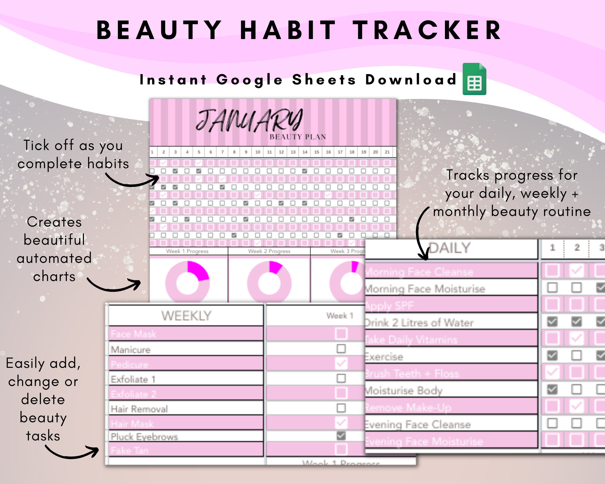 Beauty Routine Planner- Habit Tracker, Beauty Planning + Inventory ...