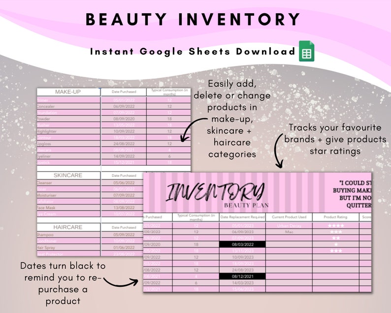Beauty Routine Planner- Habit Tracker, Beauty Planning + Inventory ...