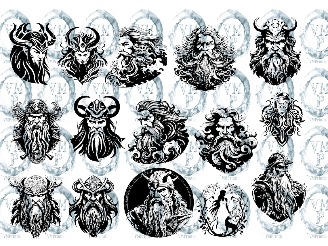 Norse Gods Icons – Viking Mythology Clipart, SVG & PNG (commercial Use ...