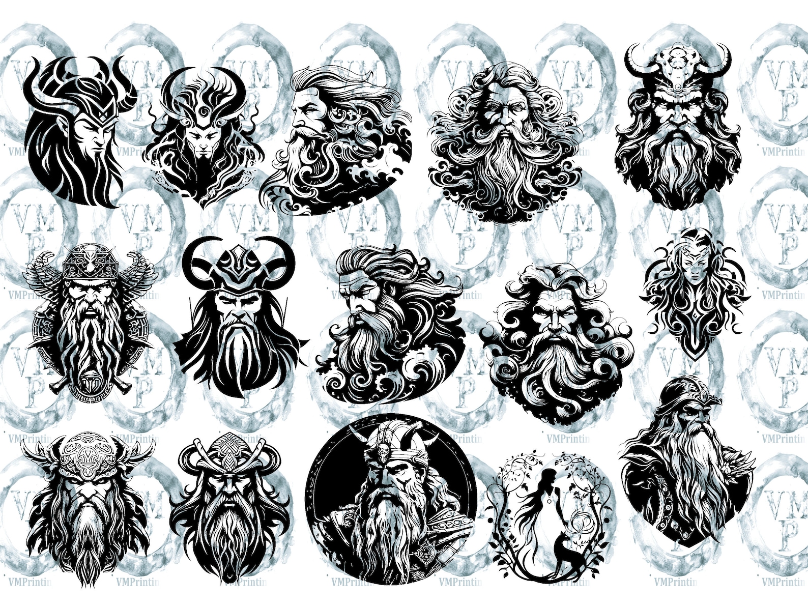 Norse Gods Icons – Viking Mythology Clipart, SVG & PNG (commercial Use ...
