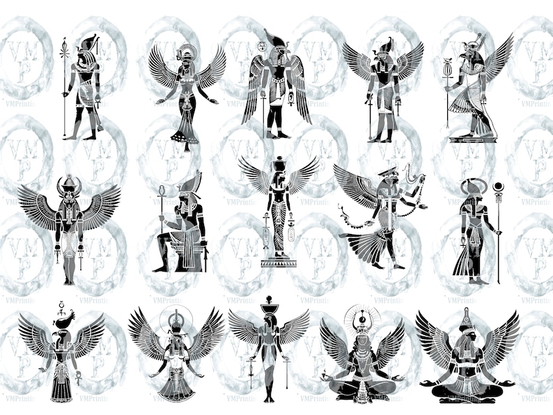 Egyptian Gods Icon Set – Anubis, Osiris, Ra, Isis (SVG & PNG) - Etsy