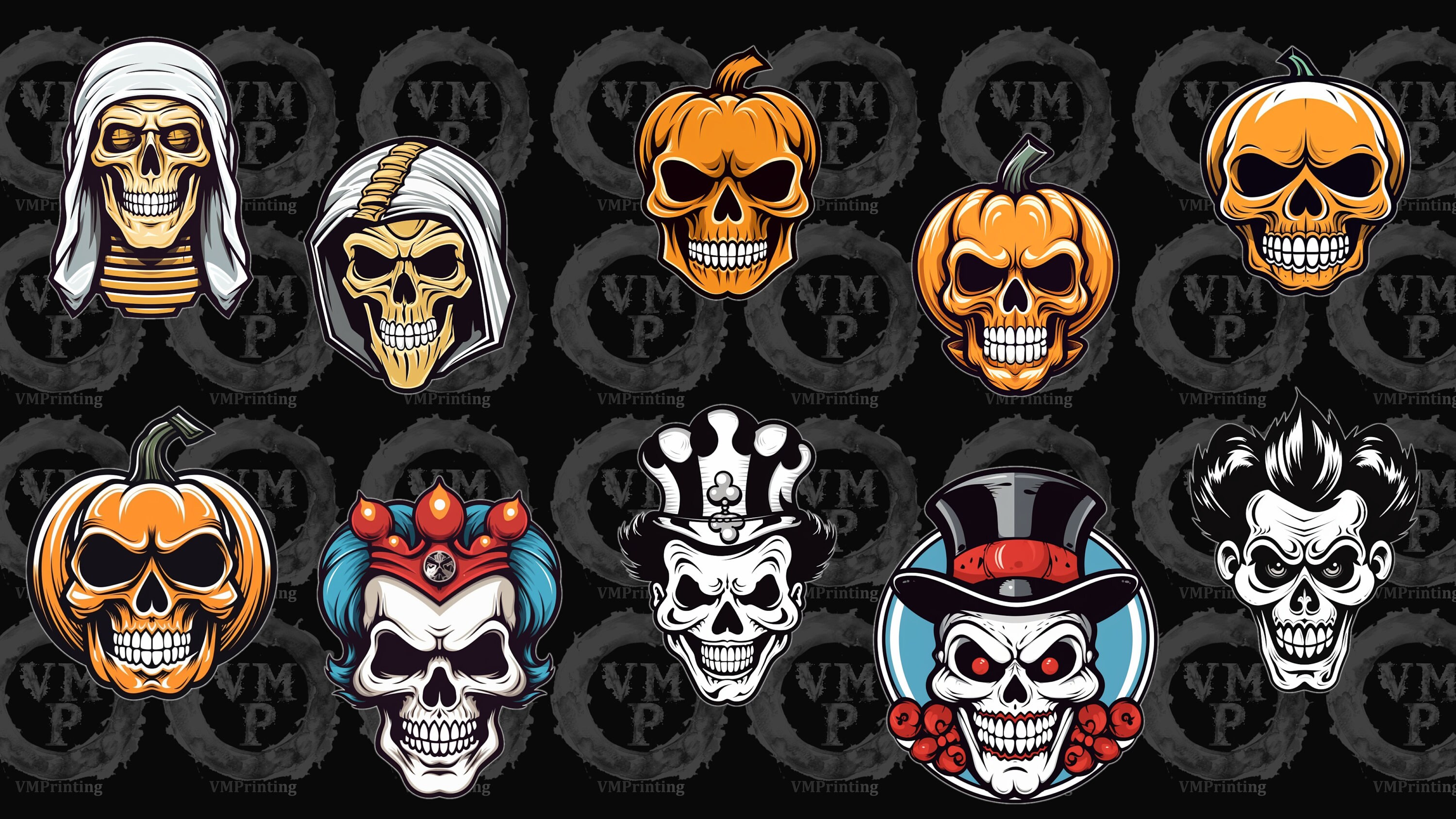 SVG & Png-set of 60 Creepy Horror Skull Icon Bundle-monsters, Clowns ...
