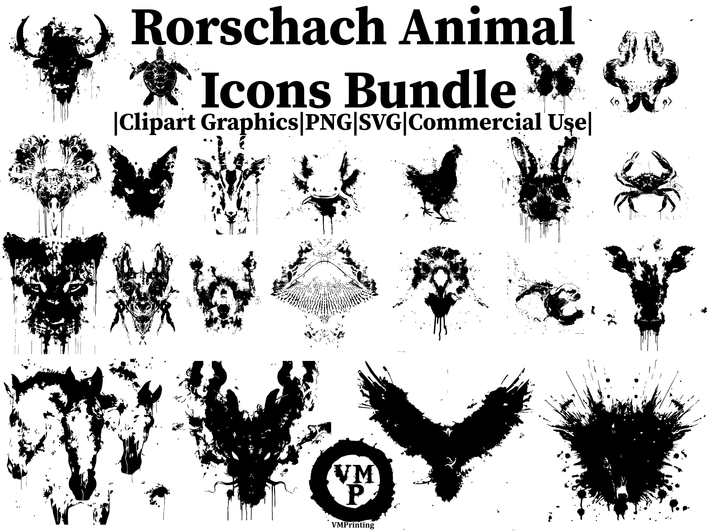 SVG & PNG Set of 288 Rorschach Animal Icons Bundle Zodiacs, Zoo ...