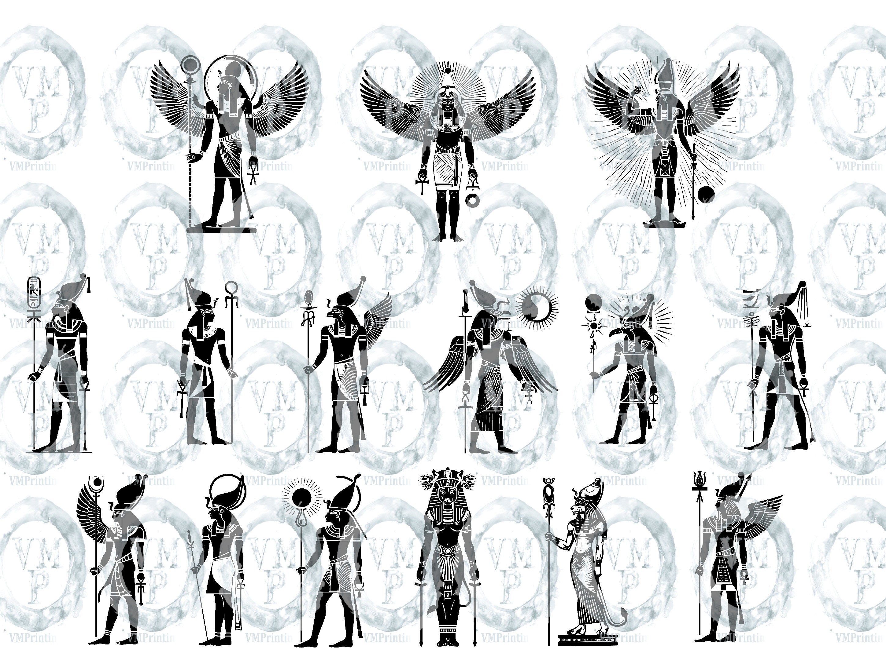 SVG & PNG Set of 107 Egyptian Gods Icons Bundle-mythology-anubis ...