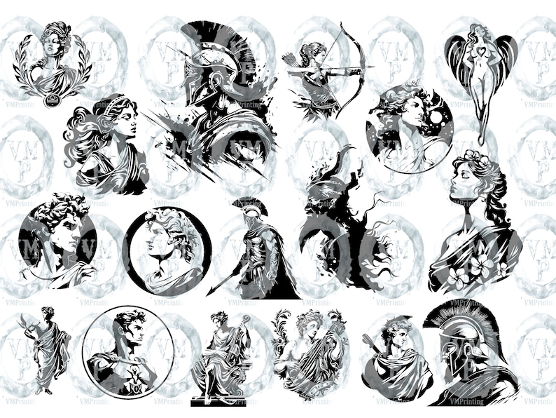 SVG & PNG Set of 131 Greek Gods Icons Bundle-greek Mythology-hades ...