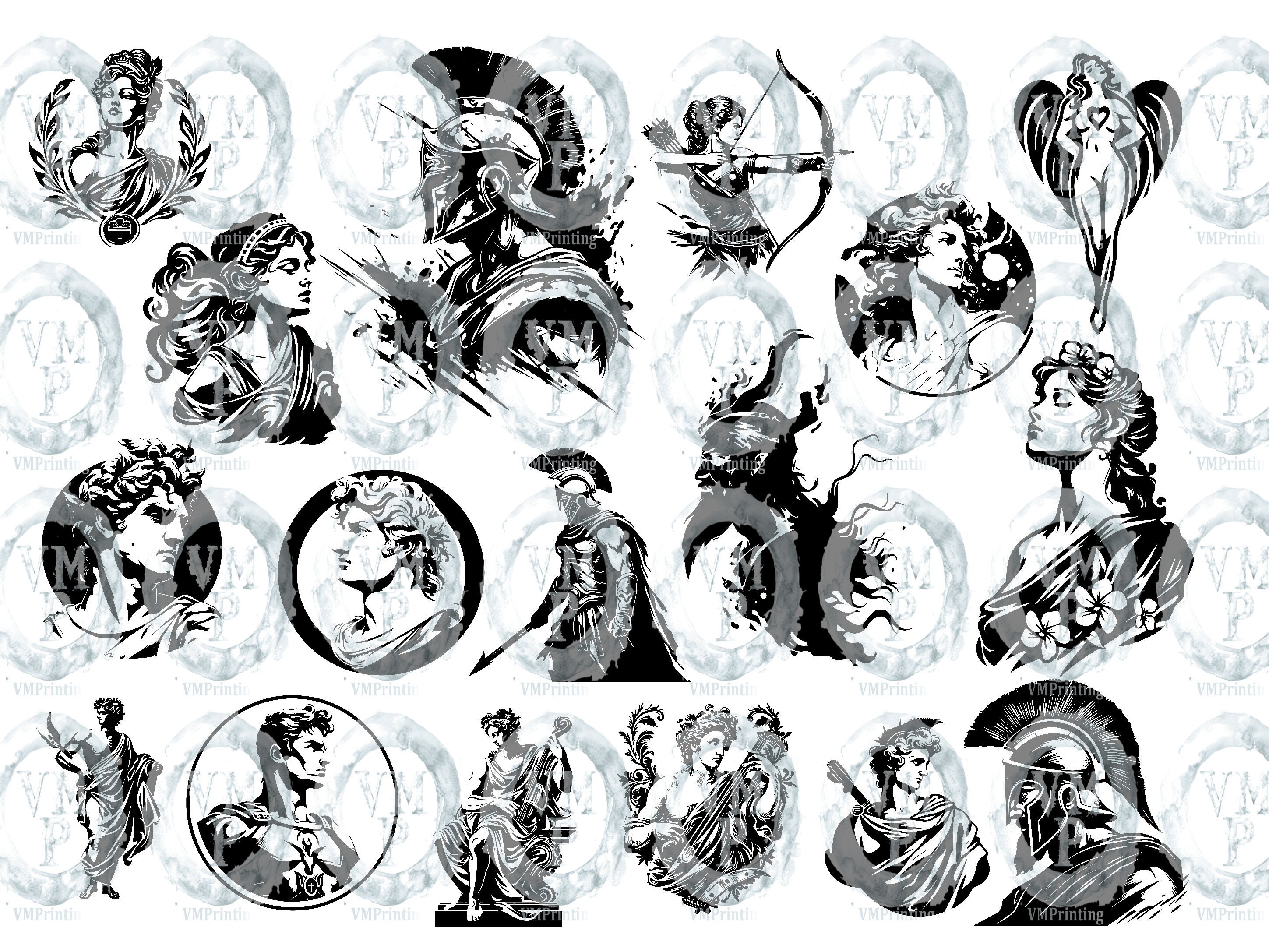SVG & PNG Set of 131 Greek Gods Icons Bundle-greek Mythology-hades ...