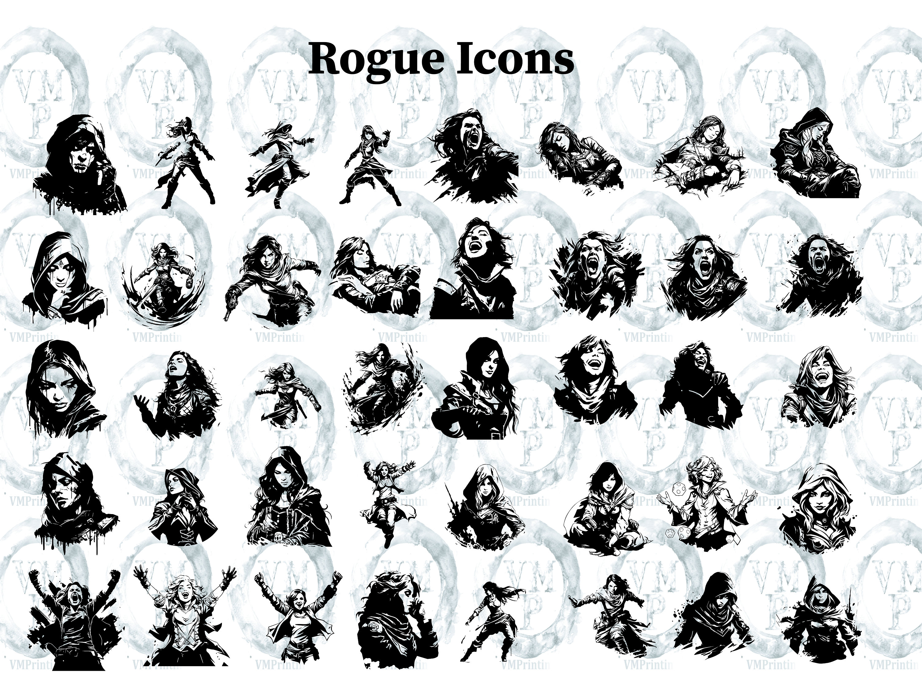 SVG & PNG Set of 240 Dnd Female Adventurer Icons Bundle Barbarian ...