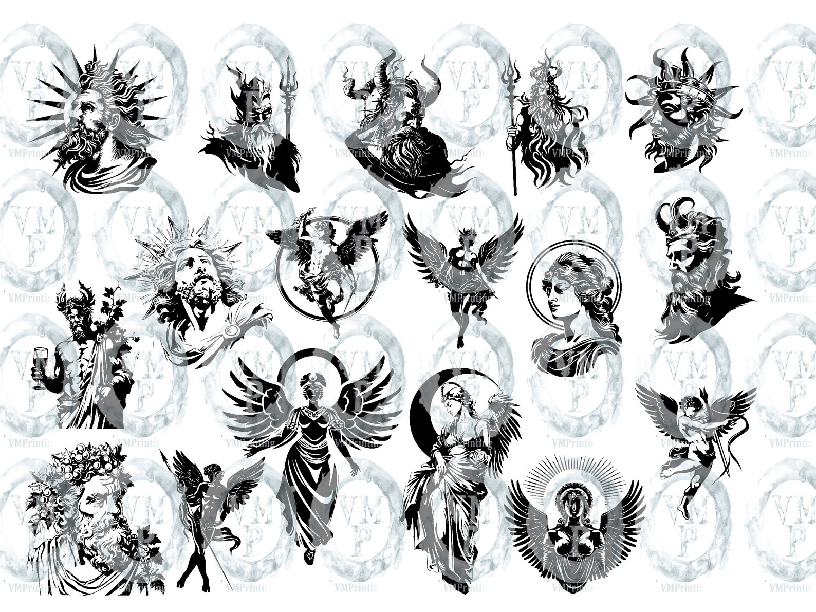 SVG & PNG Set of 131 Greek Gods Icons Bundle-greek Mythology-hades ...
