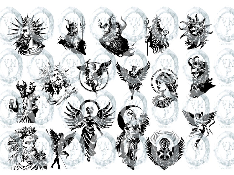 SVG & PNG Set of 131 Greek Gods Icons Bundle-greek Mythology-hades ...