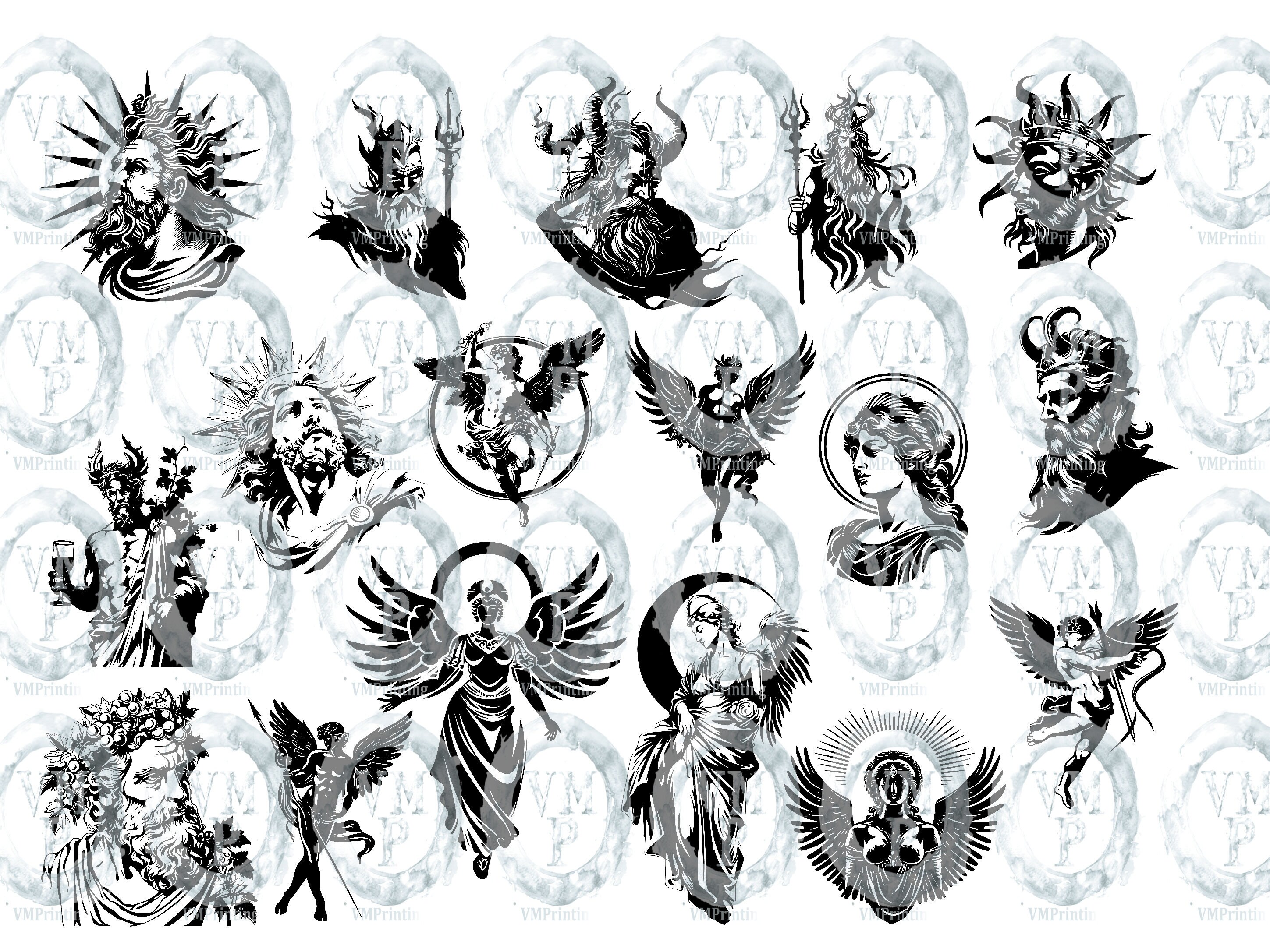 SVG & PNG Set of 131 Greek Gods Icons Bundle-greek Mythology-hades ...
