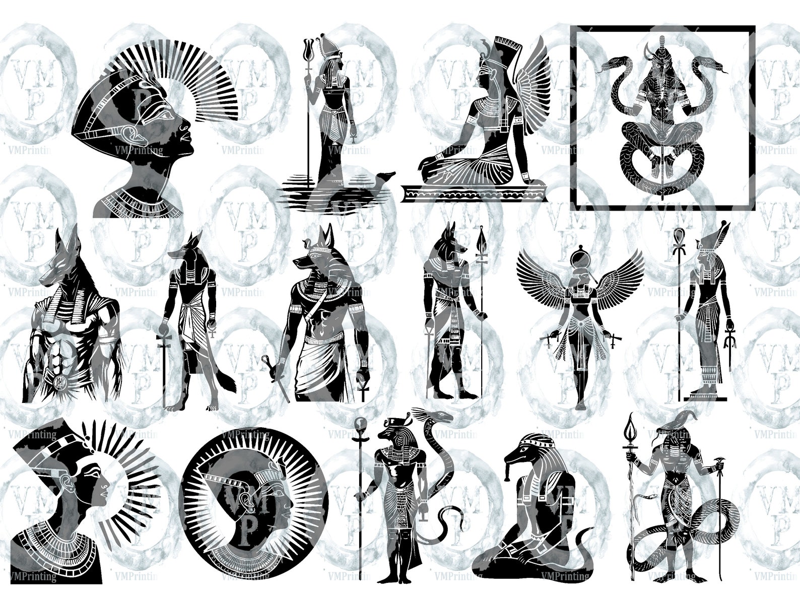 SVG & PNG Set of 107 Egyptian Gods Icons Bundle-mythology-anubis ...