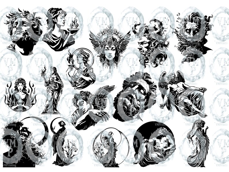 SVG & PNG Set of 131 Greek Gods Icons Bundle-greek Mythology-hades ...