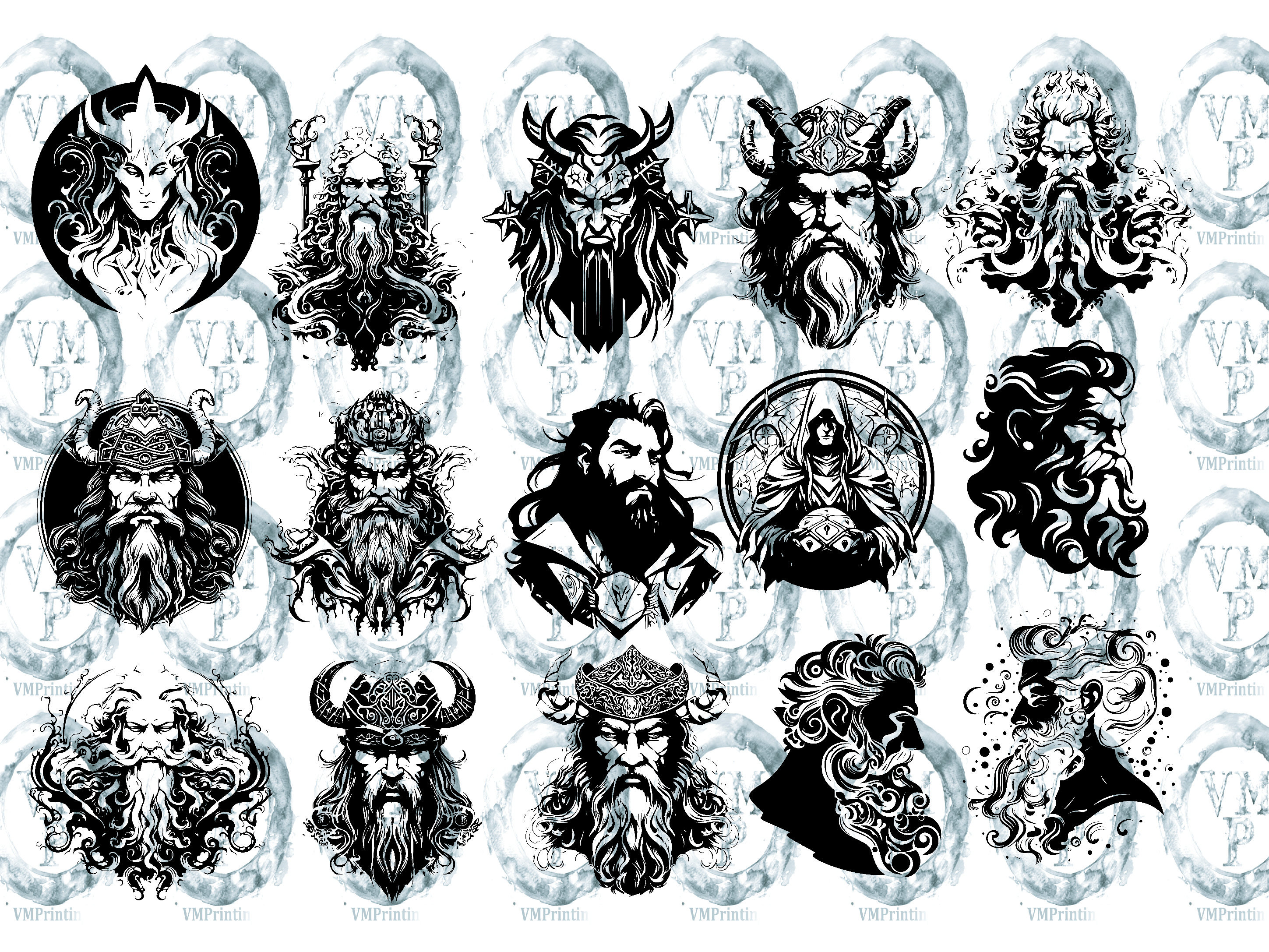 SVG & PNG Set of 109 Norse Gods Icons Bundle-viking Mythology-hel, Odin ...